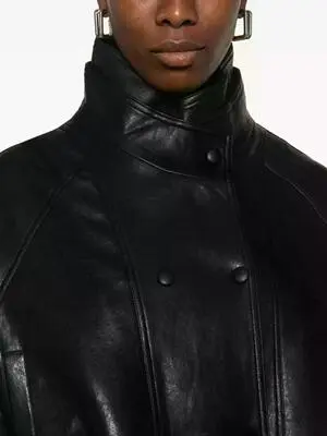 ELEH Double-breasted Faux-leather Jacket