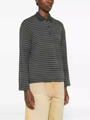 ELEH Striped Long-sleeve Polo Shirt