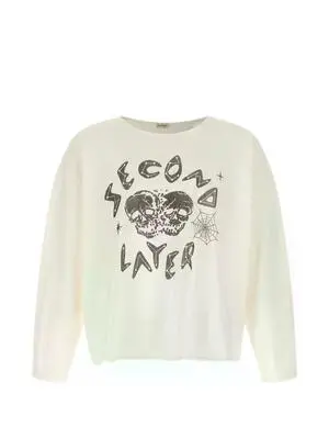SECOND / LAYER Graphic-print Long-sleeve T-shirt - Neutrals