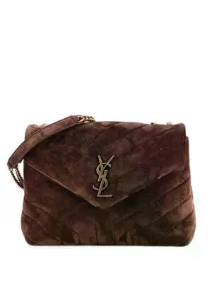 Saint Laurent Loulou Matelasse Chevron Suede Small Shoulder Bag
