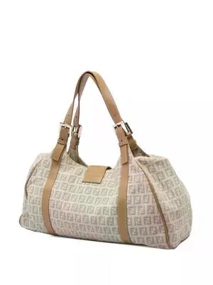 Fendi 2000-2010 Zucchino Canvas Shoulder Bag - Neutrals