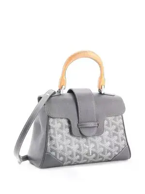 Goyard Saigon Top Handle Bag Coated Canvas With Leather Mini Shoulder Bag - Grey