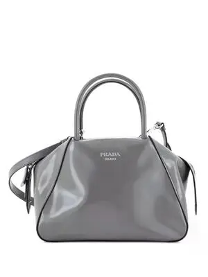 Prada Supernova Handbag Brushed Leather Medium Satchel - Grey