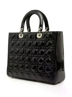Dior 2011 Large Patent Cannage Lady Satchel - Black