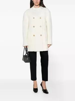 Malo Double-breasted Scoop-neck Coat - Neutrals
