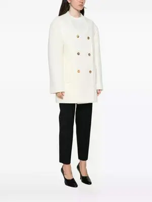 Malo Double-breasted Scoop-neck Coat - Neutrals