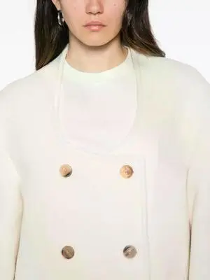 Malo Double-breasted Scoop-neck Coat - Neutrals