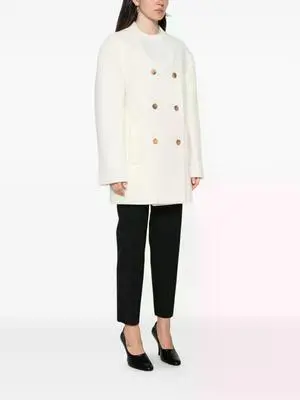 Malo Double-breasted Scoop-neck Coat - Neutrals