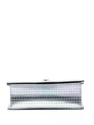 Dior 2015 Microcannage Patent Diorama Crossbody Bag - Silver