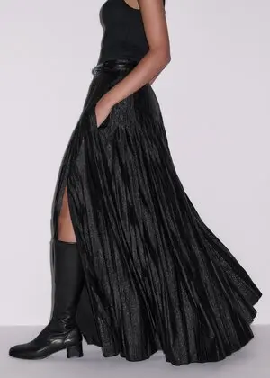 ME+EM Metallic Dramatic Pleated Full Length Skirt