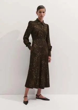 ME+EM Leopard Print Midi Dress + Tie