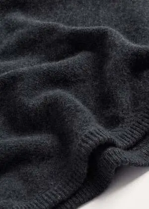 ME+EM Cashmere Triangle Knit Scarf Charcoal Melange
