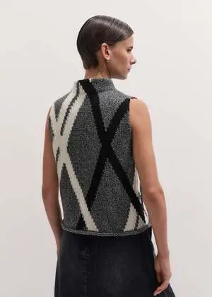 ME+EM Exploded Argyle Straight Knit Vest