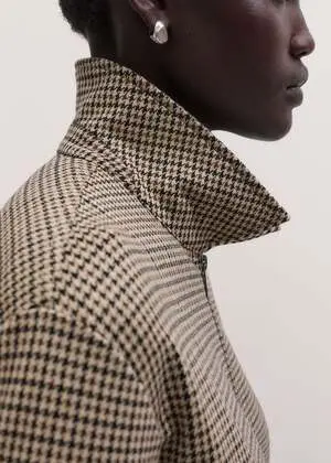 ME+EM Relaxed Zip Front Houndstooth Jacket