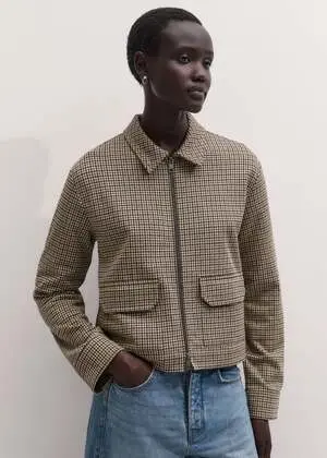 ME+EM Relaxed Zip Front Houndstooth Jacket