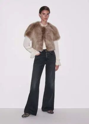 ME+EM Crop Shearling Jacket Brown