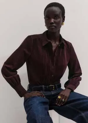 ME+EM Micro Cord Slim Fitting Blouse - Merlot