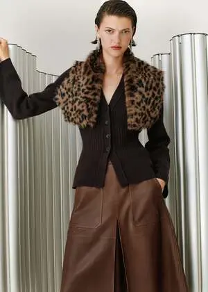 ME+EM Shearling Scarf Tan-black