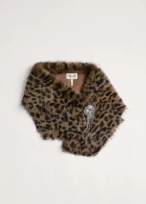ME+EM Shearling Scarf Tan-black