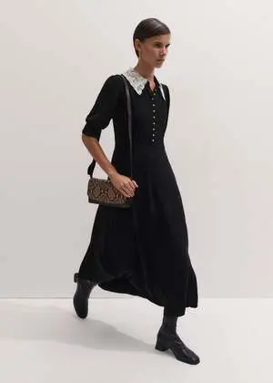 ME+EM Lace Collar Am-pm Maxi Dress - Black
