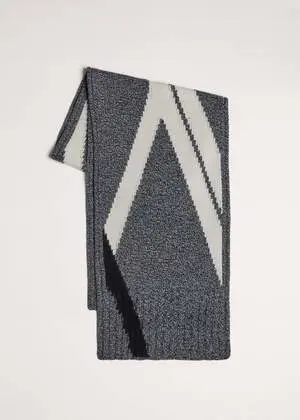 ME+EM Exploded Argyle Knit Scarf - Grey Multi