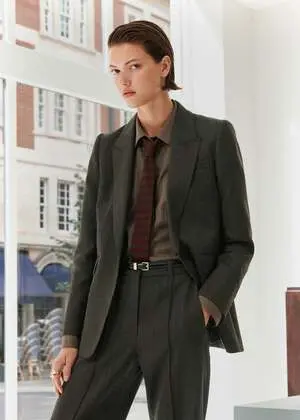 ME+EM Sharp Shoulder Blazer - Grey Multi