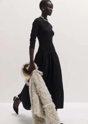 ME+EM Mixed Media Evening Maxi Dress - Black