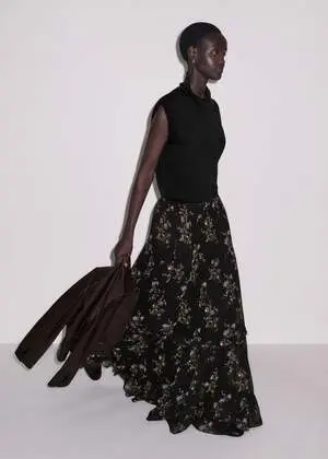ME+EM Wild Winter Floral Print Full Length Skirt