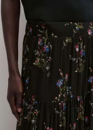 ME+EM Wild Winter Floral Print Full Length Skirt