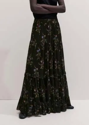 ME+EM Wild Winter Floral Print Full Length Skirt