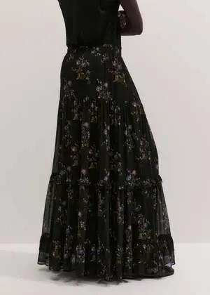ME+EM Wild Winter Floral Print Full Length Skirt