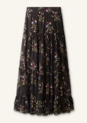 ME+EM Wild Winter Floral Print Full Length Skirt