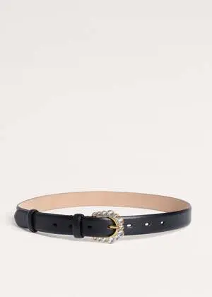 ME+EM Diamante Buckle Belt - Black