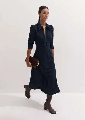 ME+EM Texture Clash Midi Dress