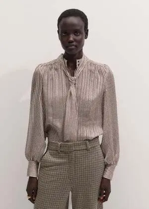 ME+EM Micro Foulard Print Blouse + Tie