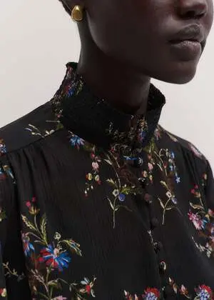 ME+EM Wild Winter Floral Print Blouse With Cami + Tie