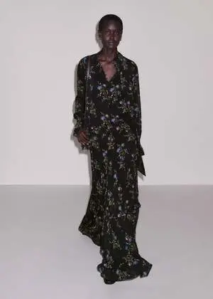 ME+EM Wild Winter Floral Print Blouse With Cami + Tie