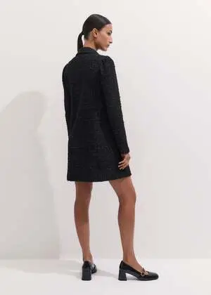 ME+EM Lurex Boucle Statement Button Mini Dress