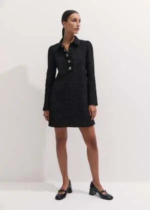 ME+EM Lurex Boucle Statement Button Mini Dress