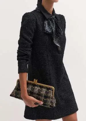 ME+EM Lurex Boucle Statement Button Mini Dress