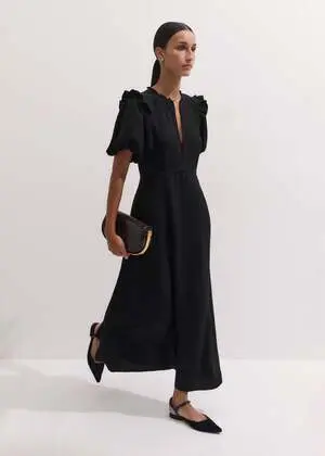 ME+EM Crepe Ruffle Sleeve Maxi Dress