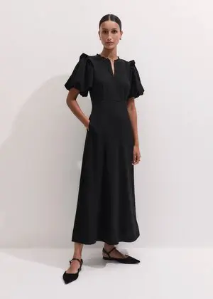 ME+EM Crepe Ruffle Sleeve Maxi Dress