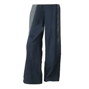 STORY WEAR Knit-like Denim Wide-leg Pants - Blue