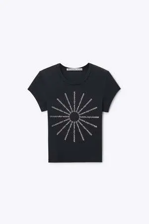 Alexander Wang Crystal Hotfix Pinwheel Fitted Tee - Washed Black