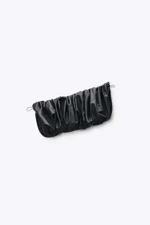 Alexander Wang Leather Cropped Off Shoulder Gathered Bra Top - Black
