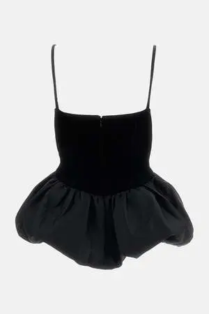 SELF-PORTRAIT Velvet Bubble Hem Top - Multicolor