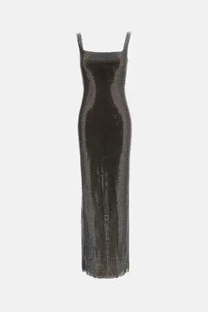 SELF-PORTRAIT Rhinestone Square Neck Maxi Dress - Multicolor