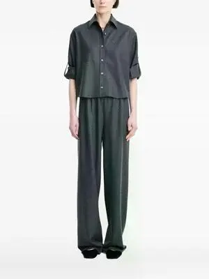 Maria Mcmanus Button-sleeve Cropped Shirt - Grey