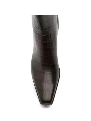 Paris Texas Croc-effect Leather Ankle Boots