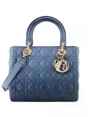 Dior Lady Bag Cannage Quilt Gradient Lambskin Medium Satchel - Blue
